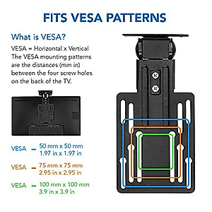 Mount-It! MI-LCDCM Kitchen Under Cabinet Mount TV Ceiling Mount Folding Bracket, 90 Degree Tilt, Fold Down, Swivel for 13 to 23 inch LCD, TV, LED, Monitor, Flat Screens up to VESA 100x100