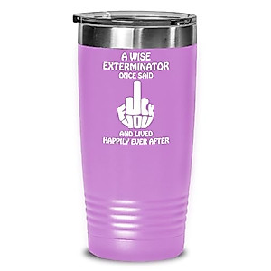 Creator's Cove Exterminator Rude 20 oz 30 oz Insulated Tumbler Fuck Off Adult Dirty Humor, Gift For Coworker Leaving Curse Word Middle Finger Cup Swearing