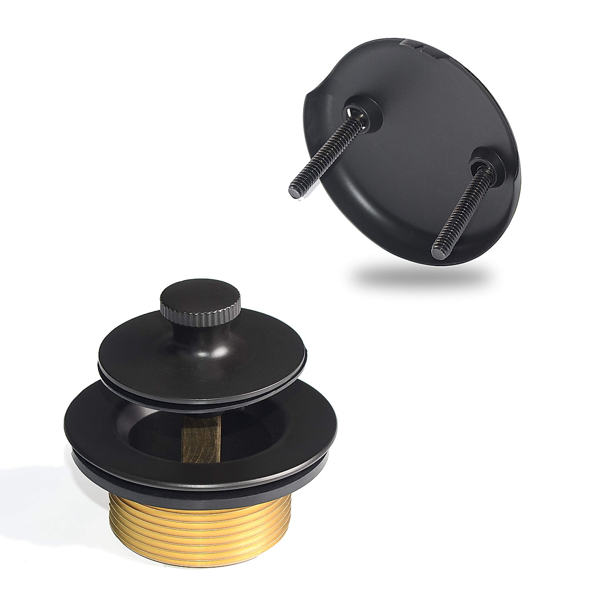 Matte Black Bathtub Drain Conversion Kit Assembly, Lift and Turn Tub Drain Kit, Brass Construction Easy Installation
