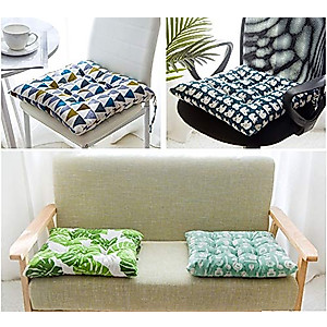 DPLLM Set of 6 Comfy Soft Chair Pads Seat Cushions Cover with Ties, Seat Pads Cushion Pillow Cotton Chair Pad Reversible 100% Polyeste 16" x 16" for Office, Home or Car Sitting