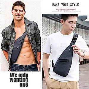 Strangefly Lightweight Sling Bag for Men Crossbody Pocket Bag Casual Shoulder Backpack Anti-Theft Side Chest Bag Daypack Black
