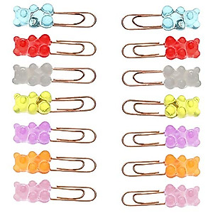 10pcs Rainbow Bear Paper Clip, Funny Binder Cute Paperclips Bookmarks Planner Clips Decorative Bookmark File Clips Bookmark