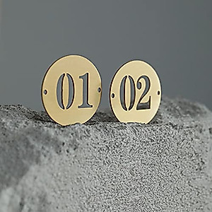 0-9 Retro Brass Table Number, 6cm Golden Card Table Number Plate, Round Hollow Countertop Digital Restaurant Plate Number, 1pcs (Color : Number 09, Size : 50x60mm)