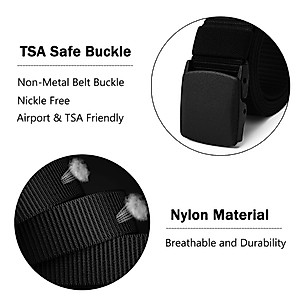 Mile High Life | Nylon Web Belt | Outdoor Military Web Belt | Cut to Fit up to 52” | 1.5” Width | None Metal Buckle Belt (Beige, 142CM)