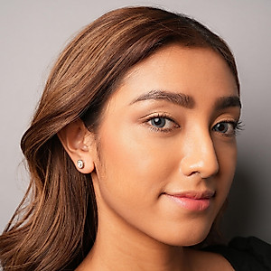 NATALIA DRAKE 1/10 Cttw Diamond Stud Earrings for Women in 925 Sterling Silver with Rhodium Plating Round Halo Flat Pave Color H-I/Clarity I2-I3