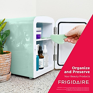 Frigidaire EFMIS129-MINT Mini Personal Fridge Cooler, 1 Gal Capacity fits Six Cans, Includes Plugs for Home Outlet & DC Charger-9.84" D x 7.09" W x 10.35" H