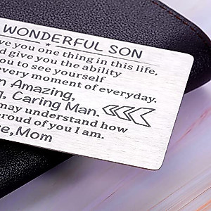 Stocking Stuffers for Men Son Gifts from Mom Graduation Gifts for Him Christmas Gifts for Men Adult Son Stocking Stuffers for Teens Boy Gift Ideas to My Son Birthday Card 21st Birthday Wallet Card