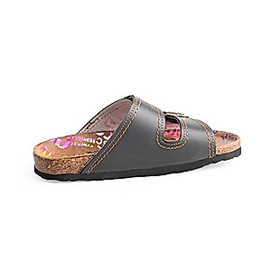 TMA EYES Summer Beach Indoor and Outdoor Anti-skidding Flat Sandals with Two Adjustable Straps(Black,9)