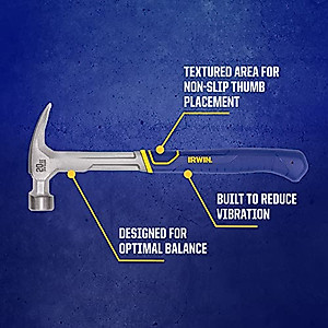 IRWIN Hammer, Rip Claw Hammer, Ergonomic Textured Grip, 20 OZ (IWHT51220)