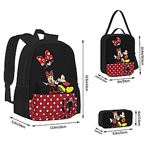 Ybovejuk 3 Piece Backpack Set Cartoon Mouse Backpack With Lunch Box Pencil Case For Women Men Durable Laptop Bag Wear Resistant Travel Hiking Camping Daypack - 9 Green 9