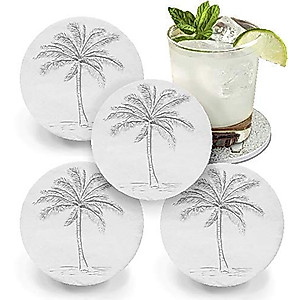 Palm Tree Absorbent Drink Coaster set - Handmade by McCarter Coasters - 4.38 inch (4pc)