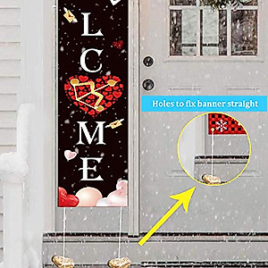 DmHirmg Valentine's Day Porch Banner,Hanging Porch Sign, Hanging Decorations for Home Outdoor Decor (Black)