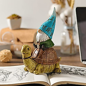 CYnice Garden Gnome Statue Outdoor Decor - Garden Gnomes Sitting on Turtle Statue for Garden Yard Patio Lawn Decorations,Gnome Gifts