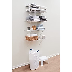 Rubbermaid Direct Wall Mount Linen Shelf Kit, White, Home Organization/Closet/Pantry Shelves for Clothes/Towel/Bedding, 3 Foot