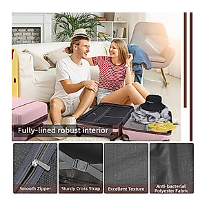 Lulusail Luggage Sets 6 Piece with two Cosmetic Case, Expandable(Only 28 & 24") Hardside Luggage with 360° Spinner Wheels, Durable Luggage Set Clearance For Women Men, Rose Gold