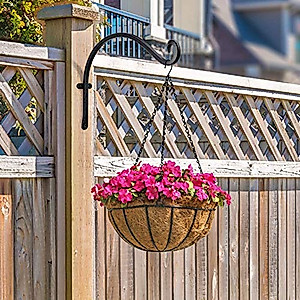 AJART Hanging Plant Hanger Outdoor: 12-Inch Metal Bird Feeder Wall Hooks - 4 Pieces Black Plant Bracket Hook for Hanging Flower Baskets