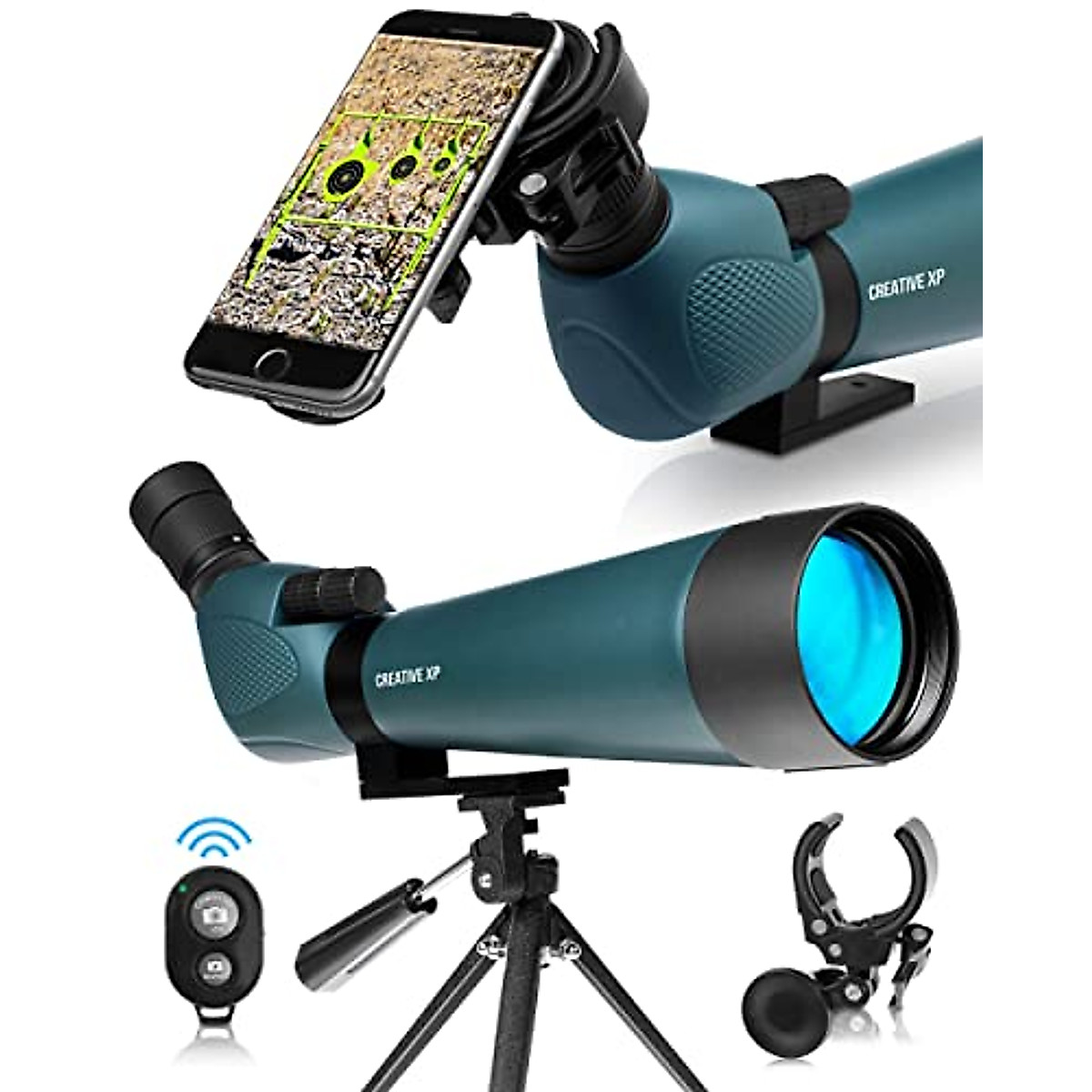 CREATIVE XP Spotting Scopes - 20x60 80mm HD Spotter Scope for Hunting, Target Shooting, Bird Watching, Astronomy - IP67 Waterproof Spotting Scope w/Photo Clicker, Tripod & Phone Adapter, Green