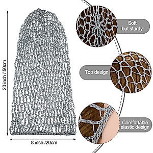 Waydress 3 Pcs Mesh Crochet Hair Net Rayon Knit Snood Hat Cover 20 Inch Crocheted Sleeping Cap for Women Long Hair Curly Hair(Black, Gray, Sapphire)