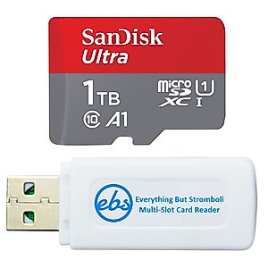 SanDisk Ultra 1TB Micro SD Card Works with Nintendo Switch & Nintendo Switch Lite Console (SDSQUA4-1T00-GN6MN) UHS-1 Class 10 Bundle with (1) Everything But Stromboli SD & MicroSD Memory Card Reader