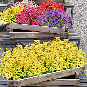 TURNMEON 20 Bundles Orchid (360 Heads) Artificial Flowers for Outdoors UV Resistant Outdoor Flowers Fake Flowers Outside Faux Flowers Plastic Fake Plant for Planters Home Garden Summer Decor (Yellow)