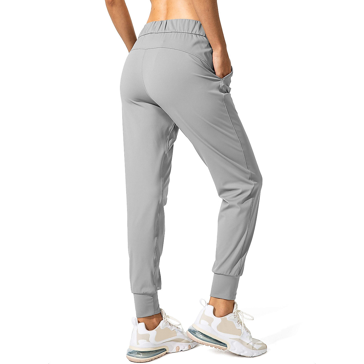 SANTINY Women's Joggers Pants Pockets Drawstring Running Sweatpants for Women Lounge Workout Jogging(Light Grey_L)