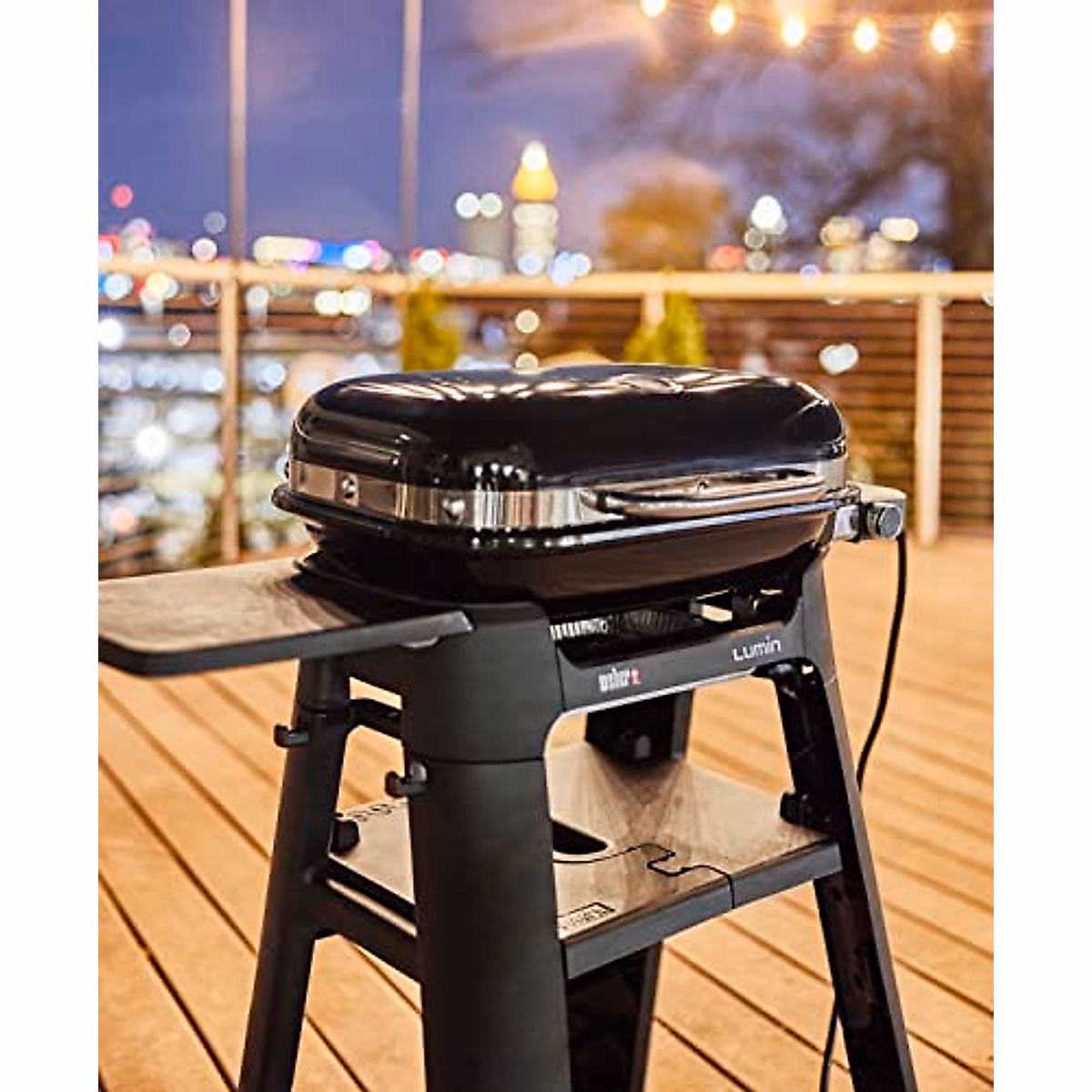 Weber Lumin Compact Electric Grill, Black, with Lumin Compact Grill Stand