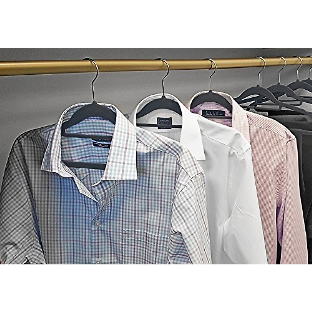 CRESNEL Velvet Hangers 50 Pack - Extra Strong to Hold Heavy Coat and Jacket - Non-Slip & Space Saving Design Excellent for Men and Women Clothes - Rotating Chrome Hook - Modern Gray Color