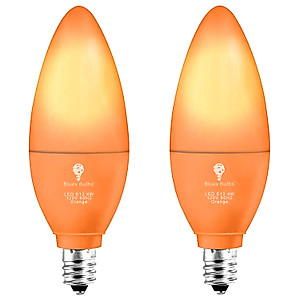 2 Pack BlueX LED Candle Orange Light Bulb - 4W (40Watt Equivalent) - E12 Base Orange LED Orange Bulb, Party Decoration, Porch, Home Lighting, Holiday Lighting, Chandelier Light Bulbs, Candelabra Bulbs