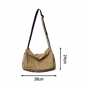 Canvas Messenger Bag Flap Hobo Crossbody Bag Women Mens Tote Bag Retro Canvas Crossbody Bag Shoulder Bag for School Work Travel