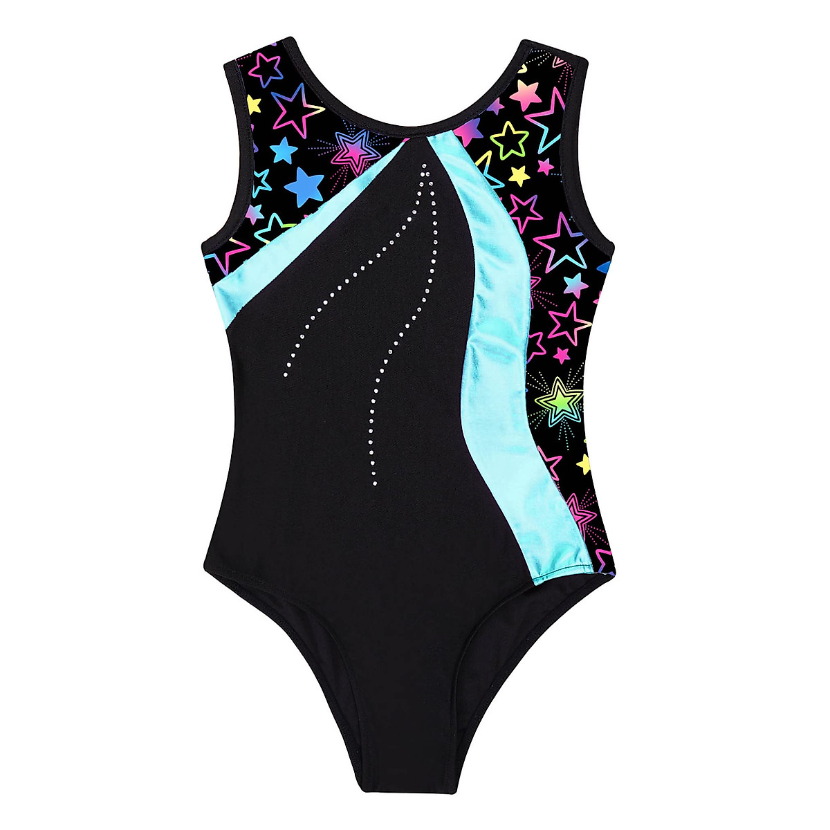 Fldy Gymnastic Leotards for Girls Kids Sparkly Diamond Tank Top Leotard Ballet Dance One Piece Outfit Cyan 6