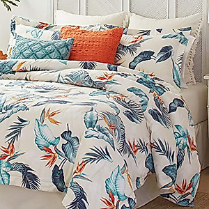 Tommy Bahama - Queen Comforter Set, Cotton Bedding with Matching Shams & Bedskirt, All Season Home Decor (Birdseye View Blue, Queen)