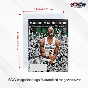 BCW Magazine Bags - Pack of 200 | Acid-Free, Crystal Clear Polypropylene Sleeves for Archival-Quality Storage of Collectible Magazines | Protect and Showcase Your Valuable Comic Book Collection