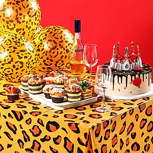 Animal Safari Tablecloth Jungle Animal Theme Tablecover Tiger Zebra Giraffe Print Table Cover Tropical Leaf Tablecloth Party Supplies for Jungle Safari Birthday Baby Showers (Greenery Style, 5 Pcs)