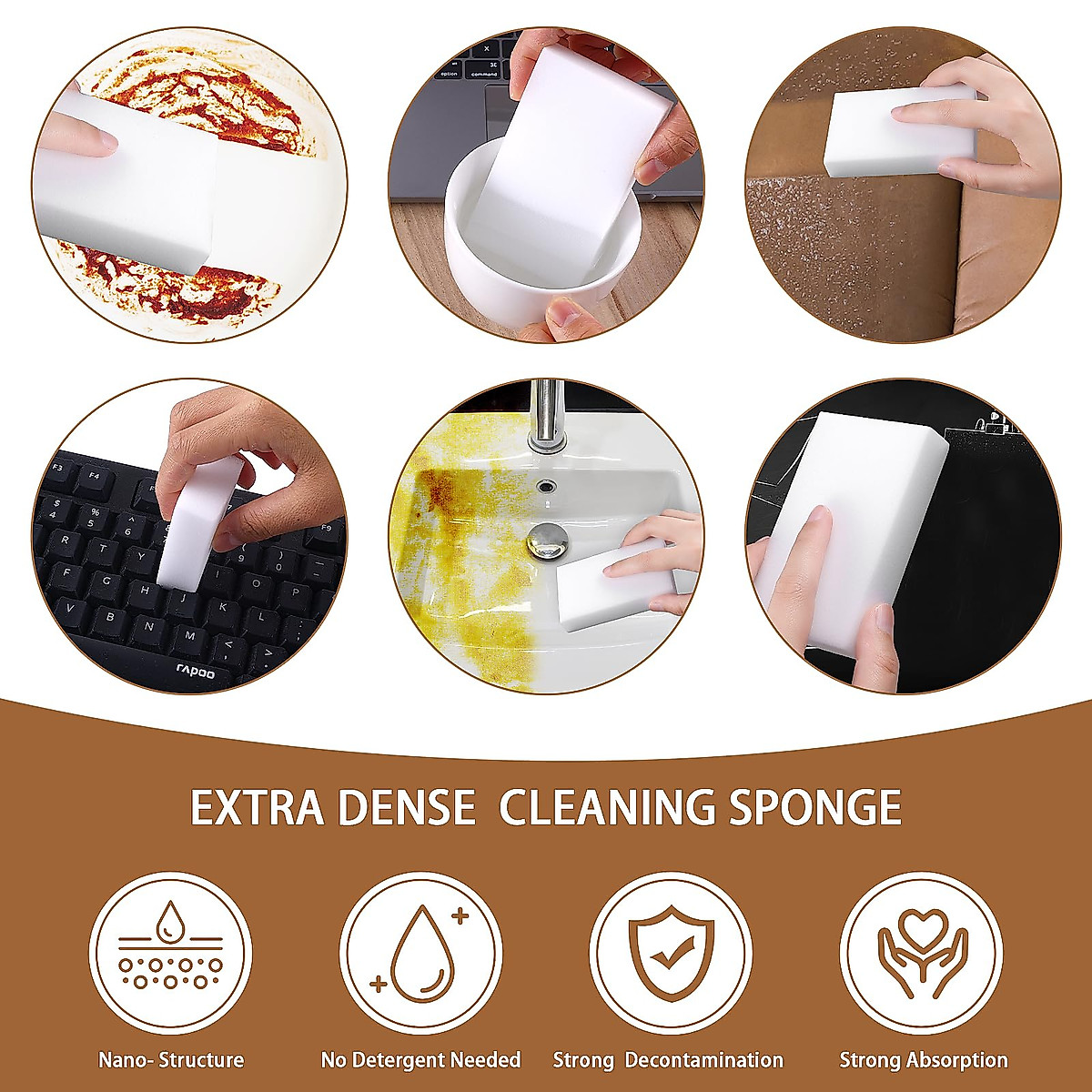 COMNICO 10 Pack Magic Sponge Cleaning Supplies Scrub Dish Dust Products Cleaner Professional Commercial Scrub Sponge for Kitchen Bathroom Bathtub Toilet Sink Furniture Floor Wall