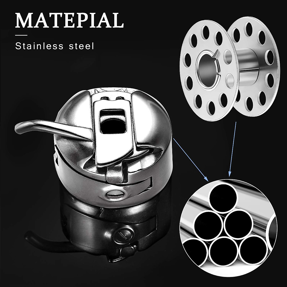 WILLBOND 3 Pcs Sewing Machine Bobbin Case and 15 Pieces Sewing Machine Bobbins Metal Sewing Bobbins with Shuttle Holder for Craft Sewing, Suitable for Front Loading 15 Class Machines