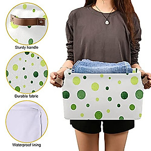 xigua Collapsible Storage Basket Green Peas Shelf Baskets with Handles for Houseroom / Children’s Room / Closet, 14.2（L）x 10.2（W）x 8.3（H）, 1 PC