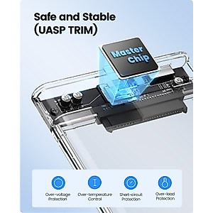 ORICO 2.5'' External Hard Drive Enclosure USB 3.0 to SATA III Tool-Free Clear Hard Disk Case for 2.5 inch 7mm 9.5mm SATA HDD SSD Max 6TB Support UASP(2139U3)