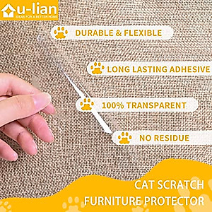 U-LIAN 12 Pack Anti Scratch Furniture Protector Couch Protector for Cats Couch Corner Scratch Furniture Protector Cat Tape Gift Scratching Deterrent Plastic Covers for Sofa Training 17" L x 12" W