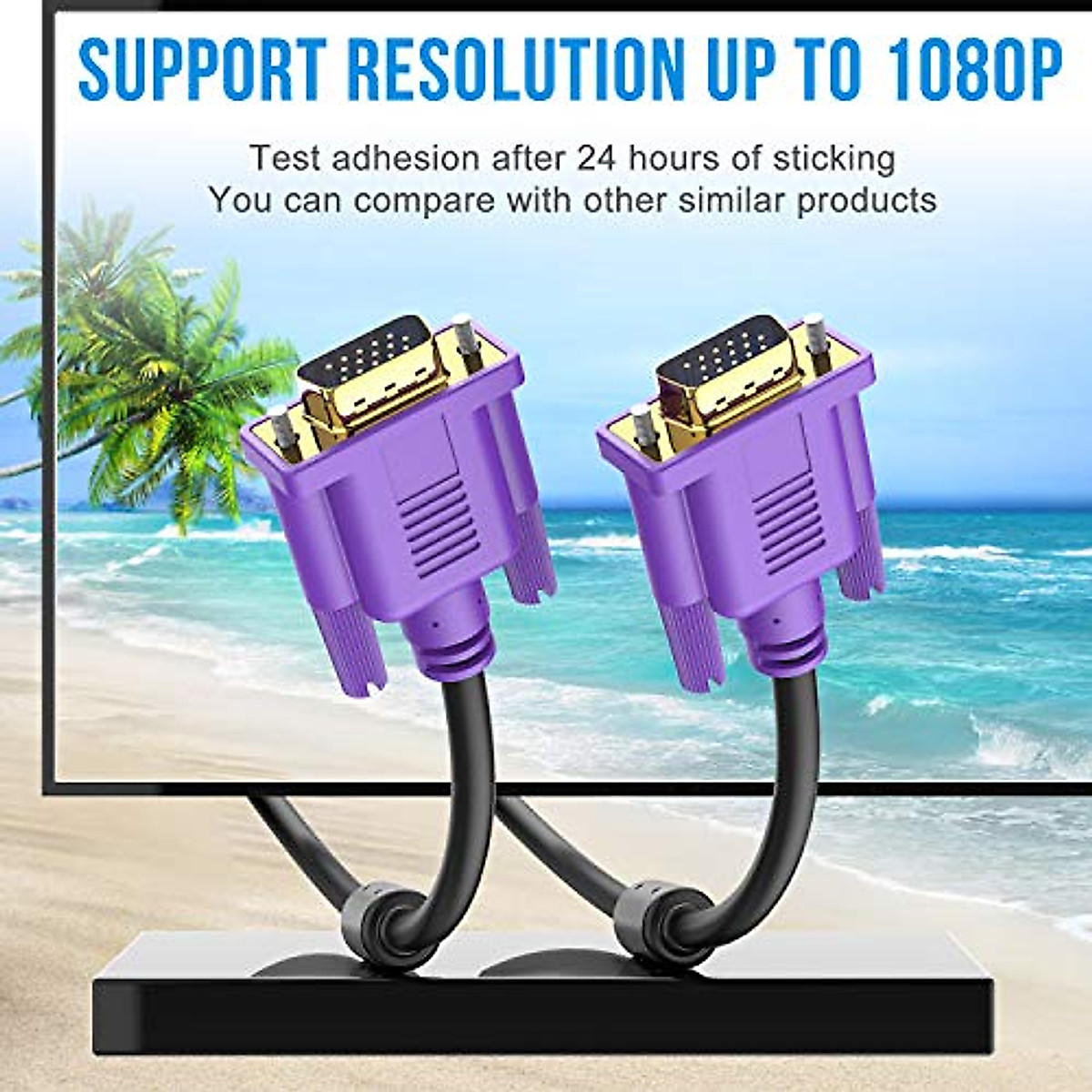 Halsouy VGA Cable, VGA to VGA 15 Pin Male to Male Monitor Cable (3 feet)