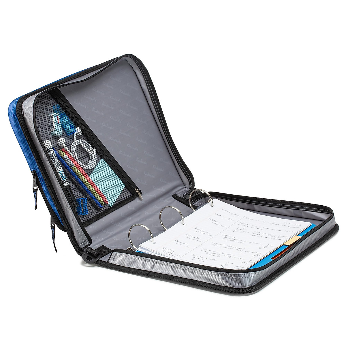 Kinbashi 2-Inch 3 Rings Zipper Binder, Holds 15-Inch Laptop, Handle and Shoulder Strap Included, Blue