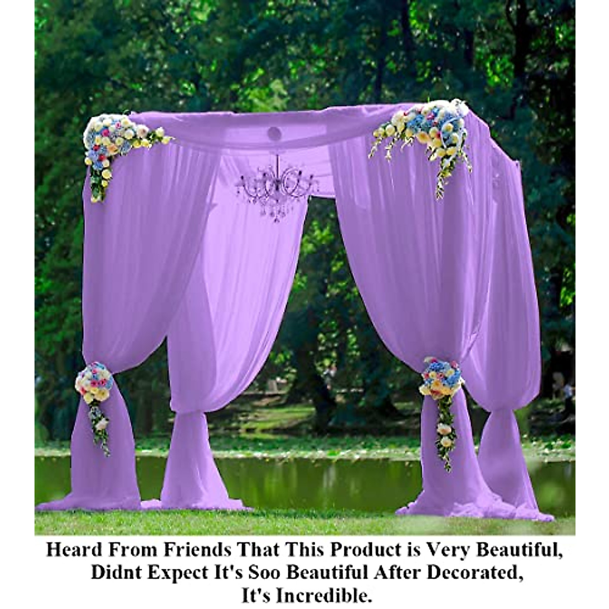 Chiffon Backdrop Curtain 29"x108" 2pc Chiffon Curtain Panels Chiffon Window Curtains Colorful Sheer Curtains Tulle Sheer Curtains Sheer Voile Fabric Chiffon Overlay Wedding (Lavender, 29x108-inch)