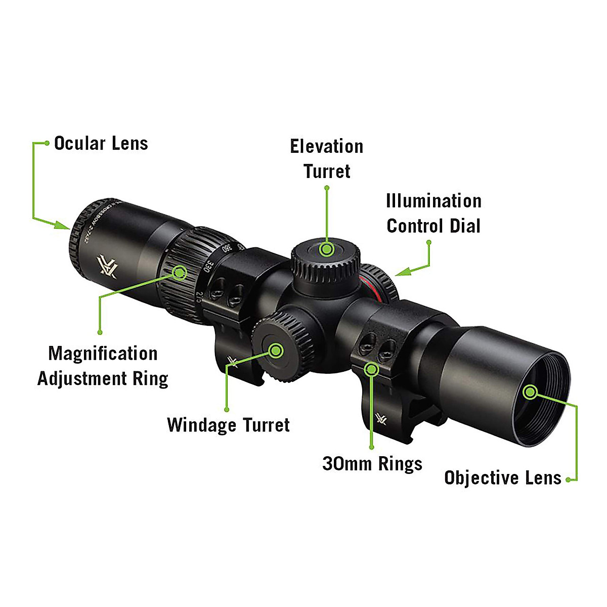 Vortex Optics Crossfire II 2-7x32 Second Focal Plane Crossbow Scope Kit - XBR-2 Reticle,Black