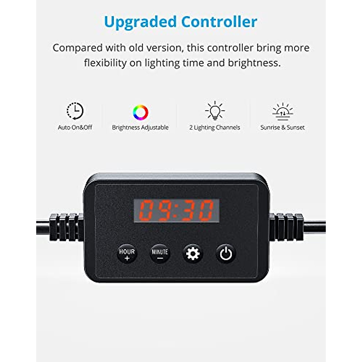 NICREW ClassicLED Plus LED Aquarium Light with Timer, 15 Watts, for 18 to 24 Inch Fish Tank Light, Daylight and Moonlight Cycle, Brightness Adjustable