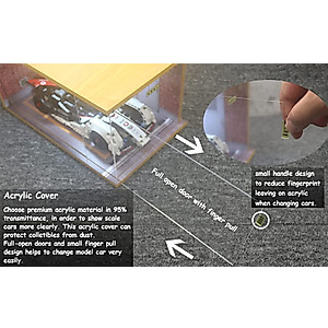 1/18 Scale Model Car Display Case - 1:18 Car Garage Display Case with Clear Acrylic Cover and LED Lighting for Die-Cast Cars (1 Parking Green Wall-Left)