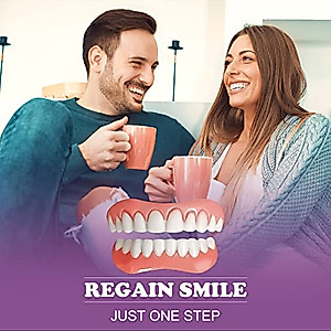 Fake Teeth, 2 PCS Veneers Dentures Socket for Women and Men, Dental Veneers for Temporary Tooth Repair Upper and Lower Jaw, Protect Your Teeth and Regain Confident Smile, Bright White-1-2