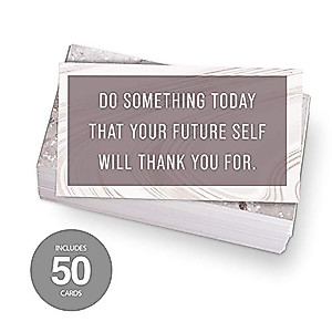 Canopy Street Marble Quartz Daily Gratitude Cards / 50 Motivational Kindness Cards / 25 Inspirational Quote Card Designs / 2.5” x 3” Uplifting Business Cards