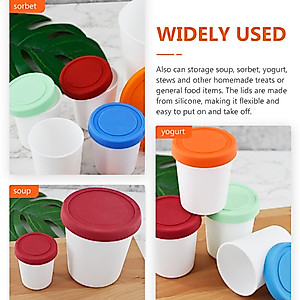 Angoily 4pcs Ice Cream Containers with Silicone Lids Freezer Food Storage Containers Tubs Dessert Container Leakproof Ice Cream Pint Cup For Homemade Ice Cream (3.14X2.63 Inch)