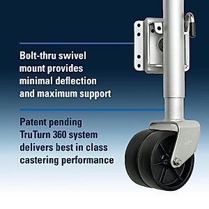 Fulton XPD15L0101 Swivel Trailer Tongue Jack, Dual Wheel - 1500 Lbs. Capacity, Steel