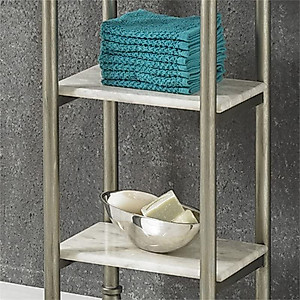 Home Styles The Orleans Three Tier Tower with Marble Laminate Shelves, Sturdy Powder-Coated Steel Frame