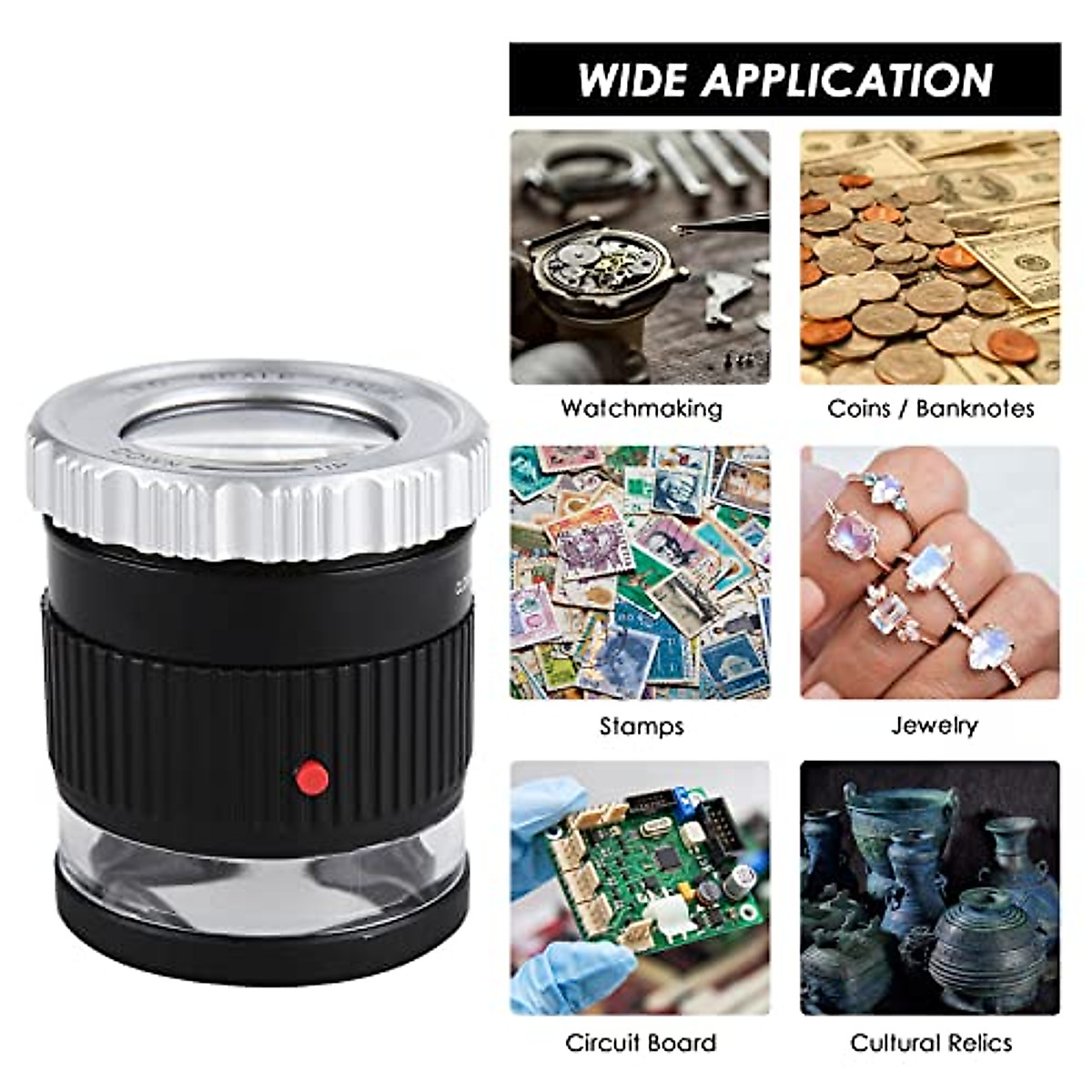 10x Loupe Magnifier, Adjustable Focal Length Magnifier with 30mm Lens, LED and UV Light, Foldable Jewelers Loupe Magnifier Glass for Jewelry,Textile,Coins,Optical,Embroidery,Circuit Board,etc.